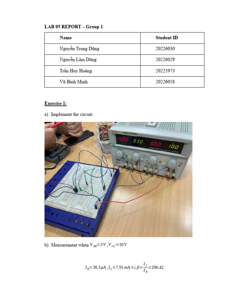Lab 05 Report Group 1 | PDF | Transistor | Electromagnetism