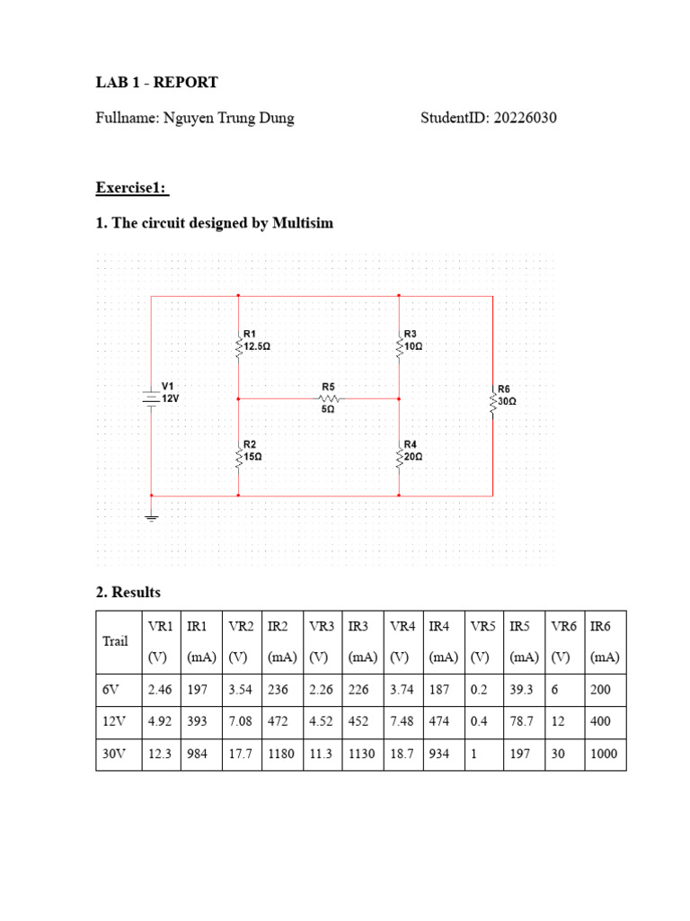 Lab01 - Report - NGUYEN TRUNG DUNG - 20226030 | PDF | Capacitor | Computer Engineering