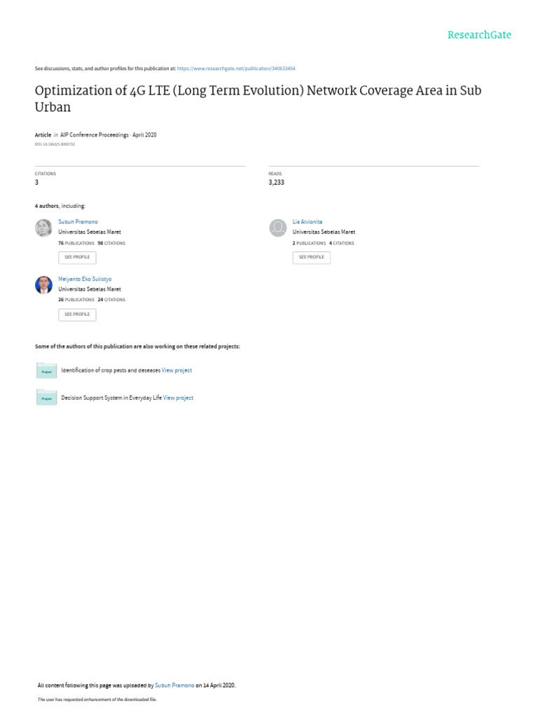 ResearchGate - Optimizing LTE Network | PDF | 4 G | Cellular Network