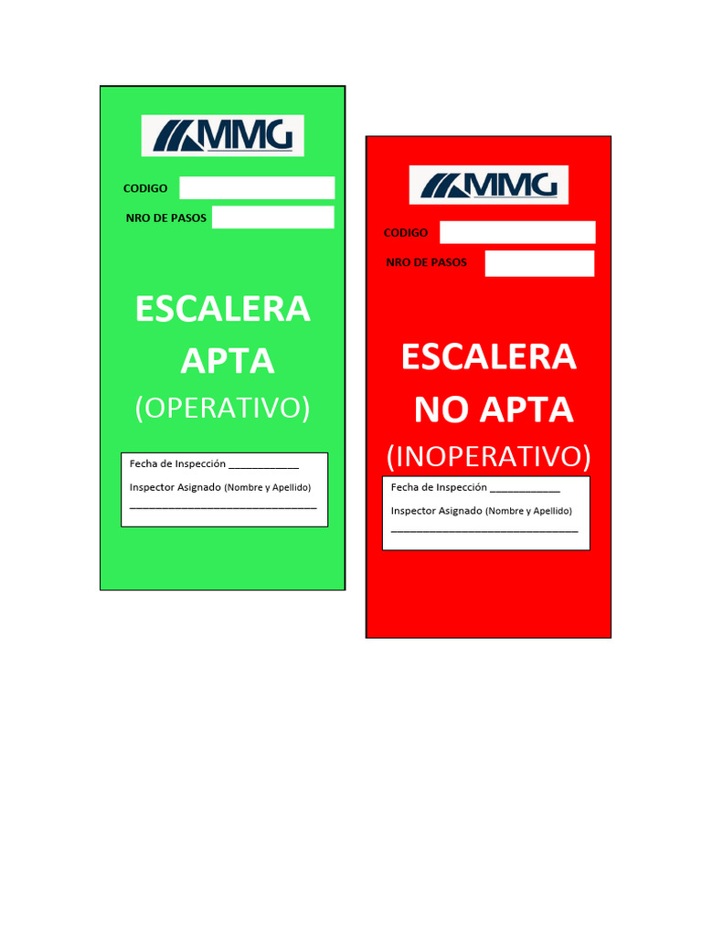 Tarjeta De Inspección De Escaleras Pdf