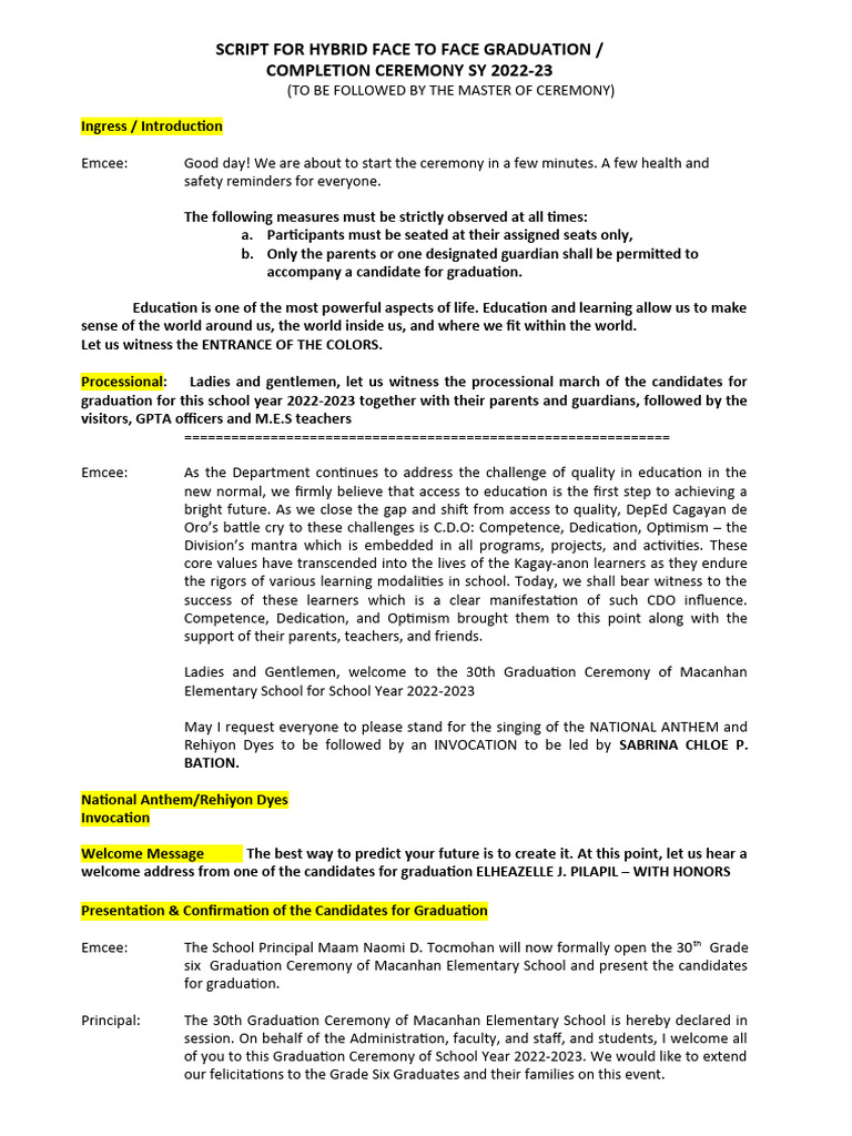 Script Virtual EOSY 2023 Final Script For ROMARAE | PDF