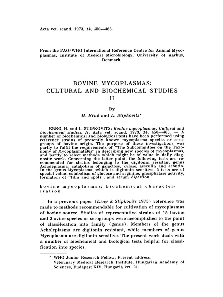 Mycoplasma Biochemical Tests | PDF | Mass Concentration (Chemistry ...