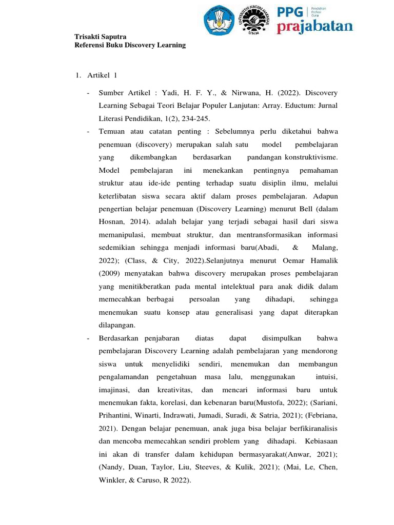 Eksplorasi Konsep T1 Discovery Learning | PDF