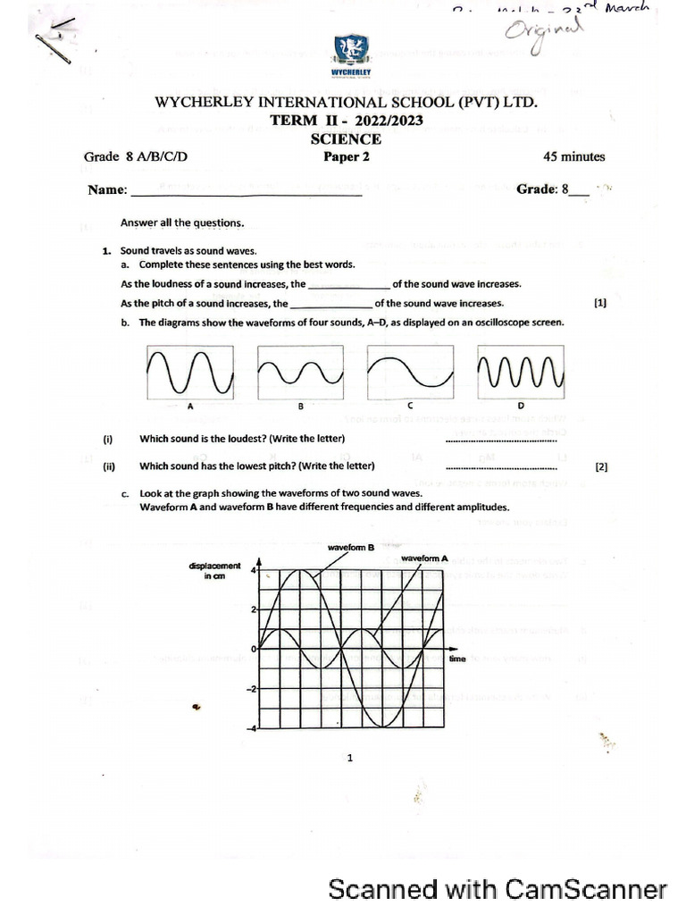 Grade 8 - Science 2022.23 Term 2 Paper 2 | PDF
