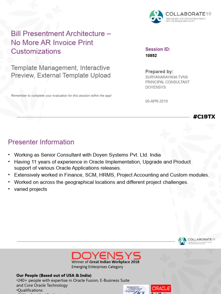 Bill Presentment Architecture No More AR Invoice Print Customizations - PPT Autosaved | PDF ...