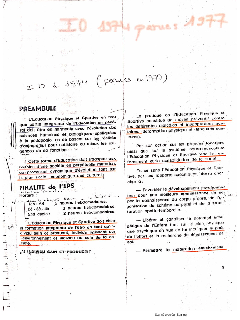 Instructions Officielles d'EPS Maroc 1974-1977 | PDF