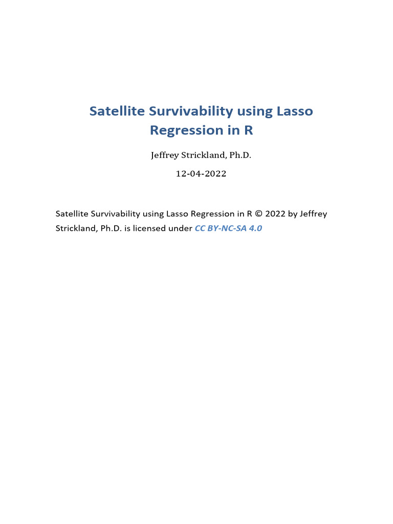 Satellite Survivability Using Lasso Regression in R | PDF | Linear Regression | Applied Statistics