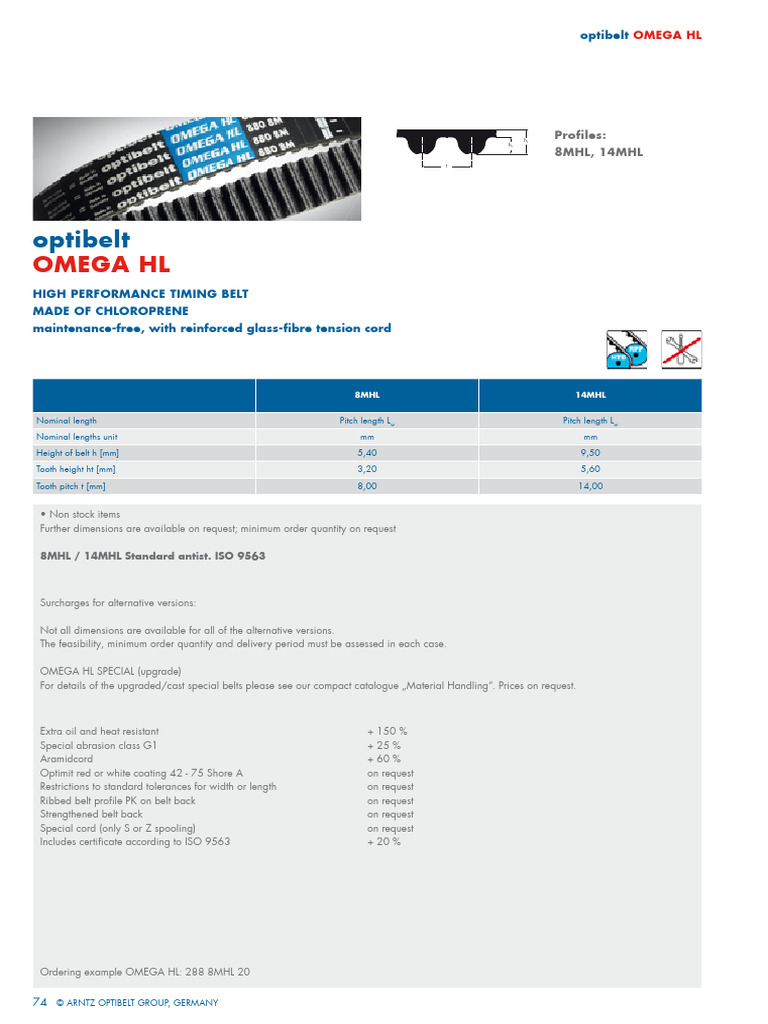 Optibelt OMEGA HL Length Range | PDF | Belt (Mechanical) | Mechanical ...