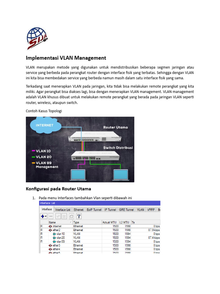 Implementasi VLAN Management | PDF