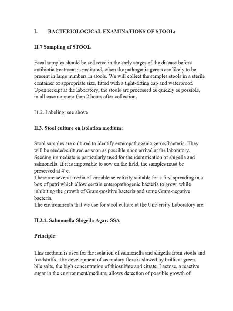Stool Bacteriological Examination Guide | PDF | Bacteria | Human Feces