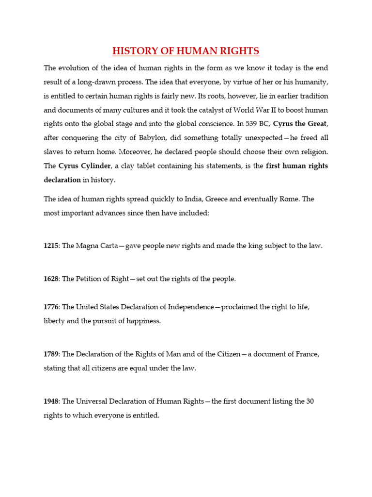 History of Human Rights 1 | PDF | Human Rights | United States Bill Of ...