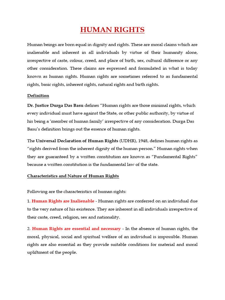 HUMAN RIGHTS - Definition & Nature 1 | PDF | Human Rights | Rights
