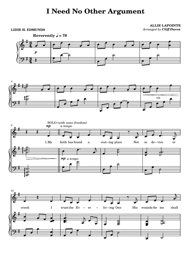 I Need No Other Argument - Cliff Duren | PDF