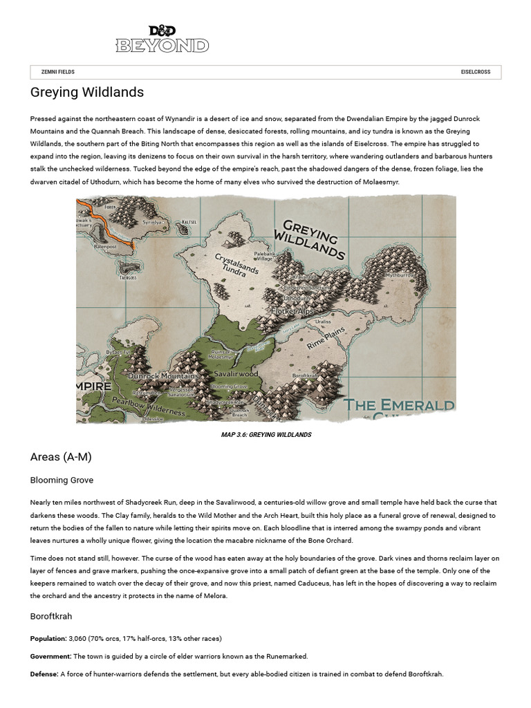 06 - Wildemount Gazetteer - Greying Wildlands - Explorer's Guide To Wildemount - Sources - D&D ...