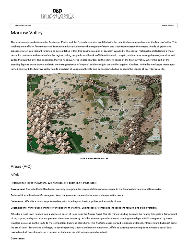 Marrow Valley Overview and Adventures | PDF | Dwarf (Dungeons & Dragons ...