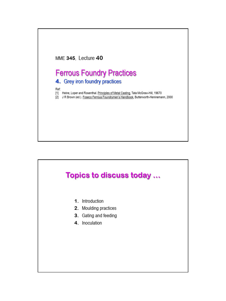 Lec 40 - Grey Iron Foundry Practices | PDF | Cast Iron | Materials Science