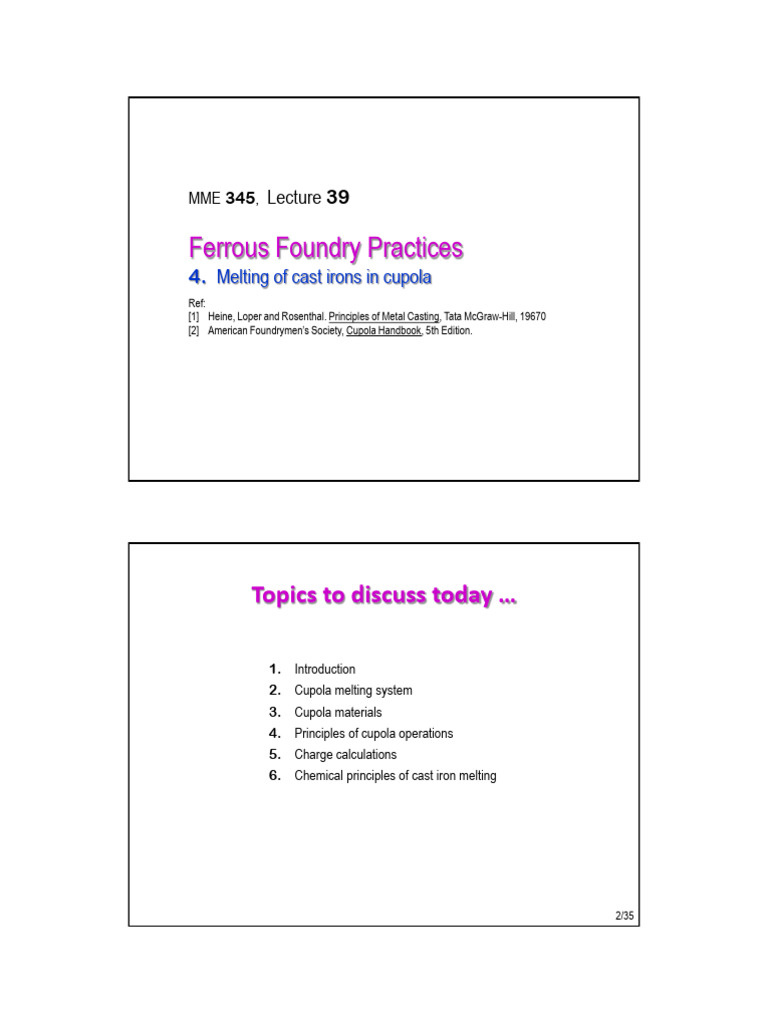 Lec 39 - Melting of Cast Irons in Cupola | PDF | Silicon Dioxide | Iron