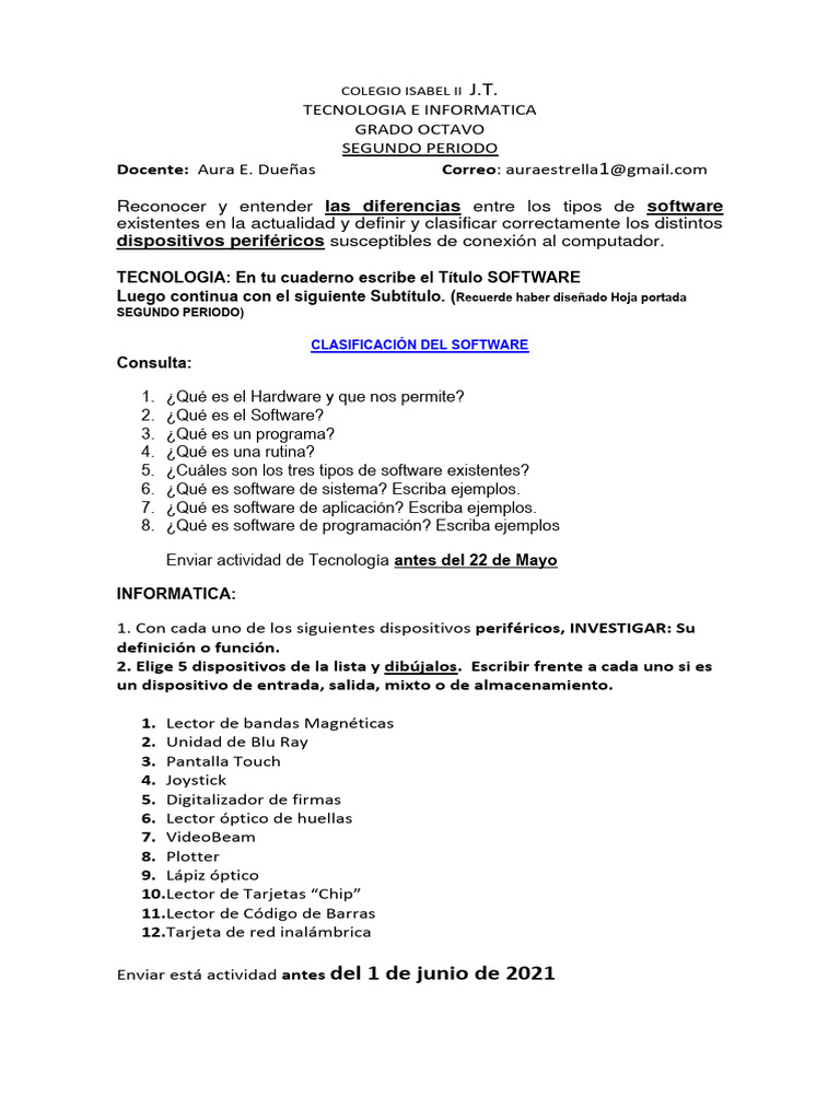 ACTIVIDAD DE TECNOLOGIA Grado Octavo | PDF