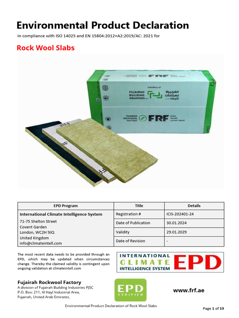 EPD-Report Slabs Rev1 | PDF | Life Cycle Assessment