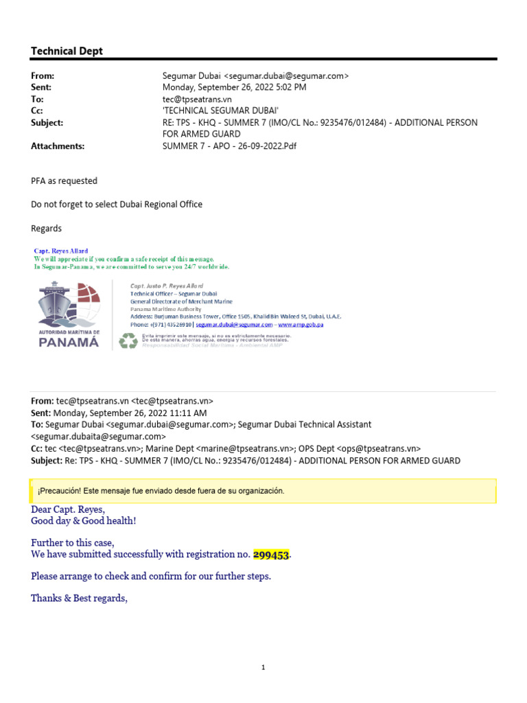 SM7-Flag-Armed Guard Requet & Letter | PDF