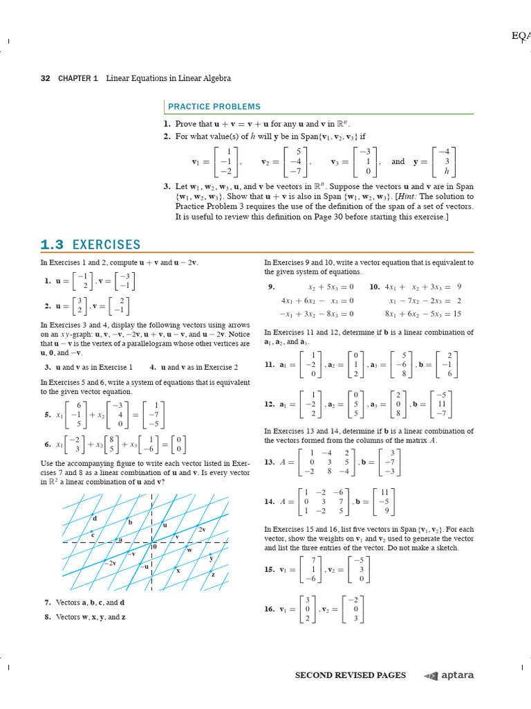 1.3 Exercises: 1. Prove That U 2. For What Value(s) of H Will y Be in ...