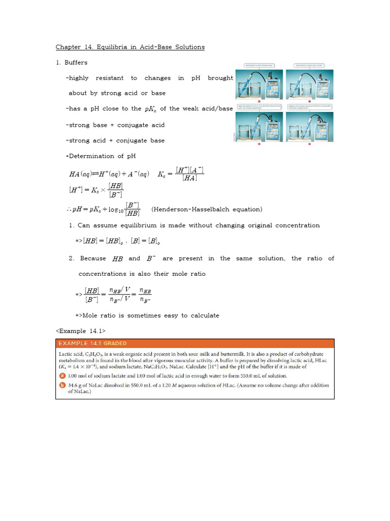 Masterton Chemistry Summary - Chapter 14 | PDF | Buffer Solution | Ph