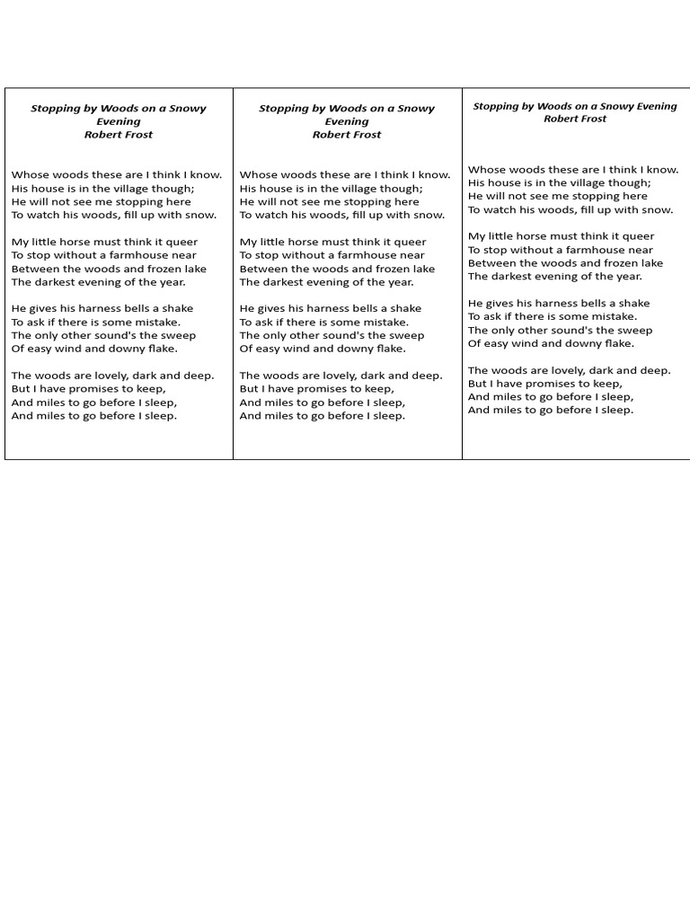 Stopping by Woods On A Snowy Evening | PDF | Modernist Texts | American ...