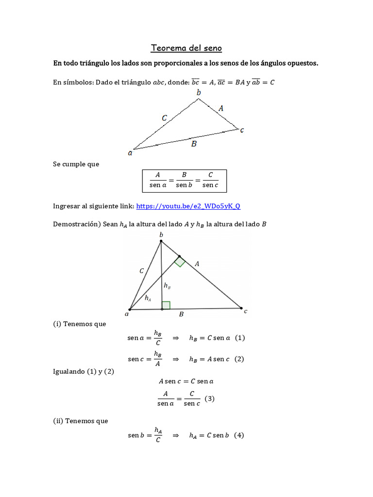 Teorema Del Seno y Del Coseno | PDF | Triángulo | Funciones trigonométricas