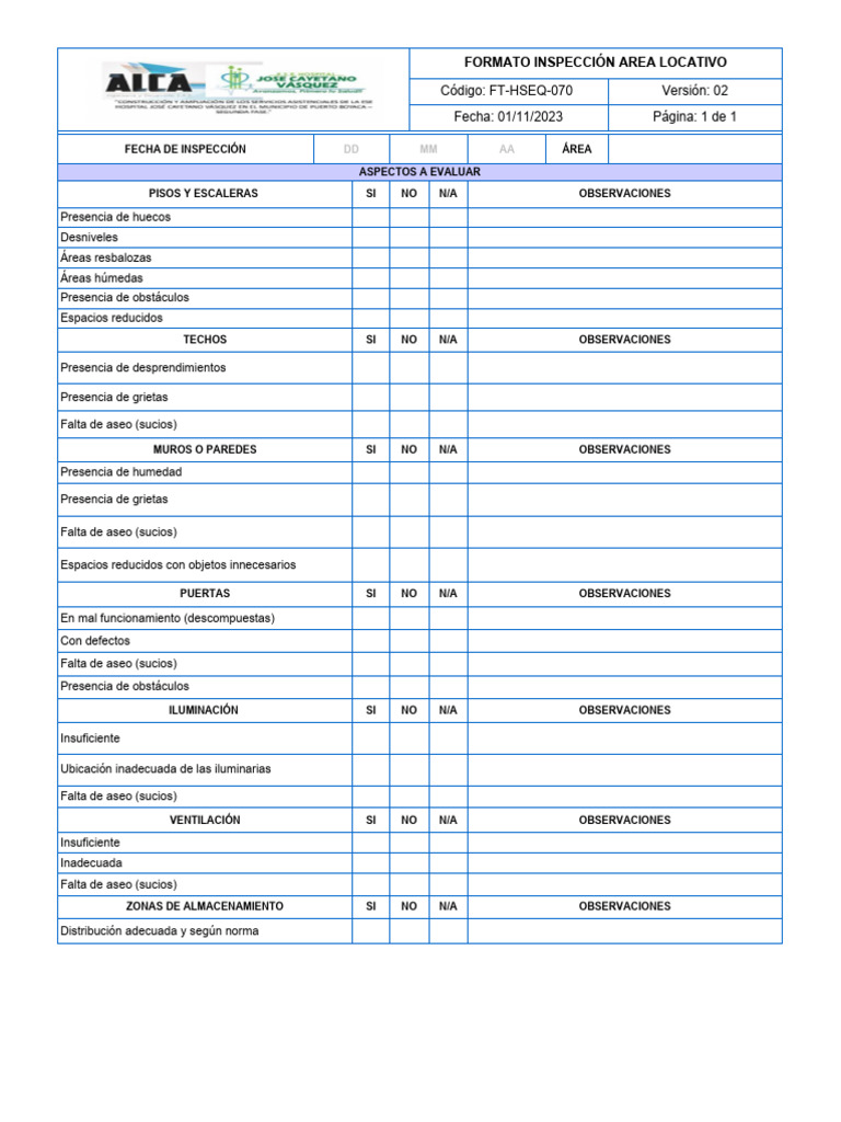 Ft-Hseq-070 Inspeccion Area Locativa | PDF