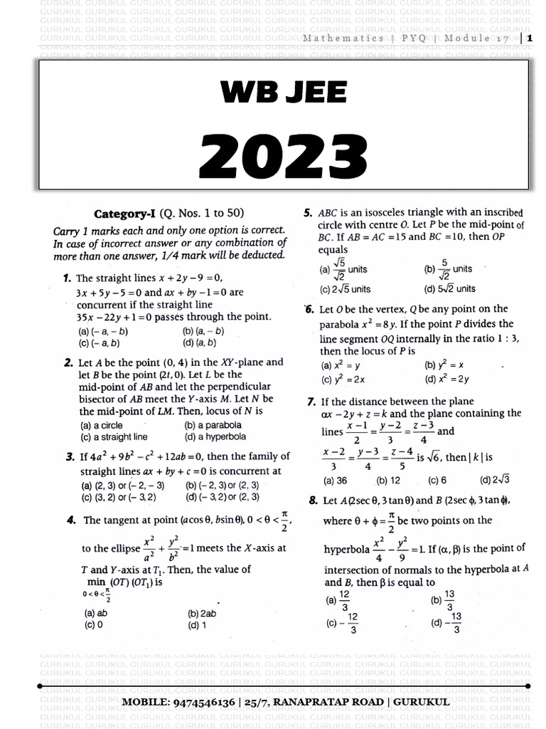 Math M 17 WB Jee | PDF | Mathematics | Science