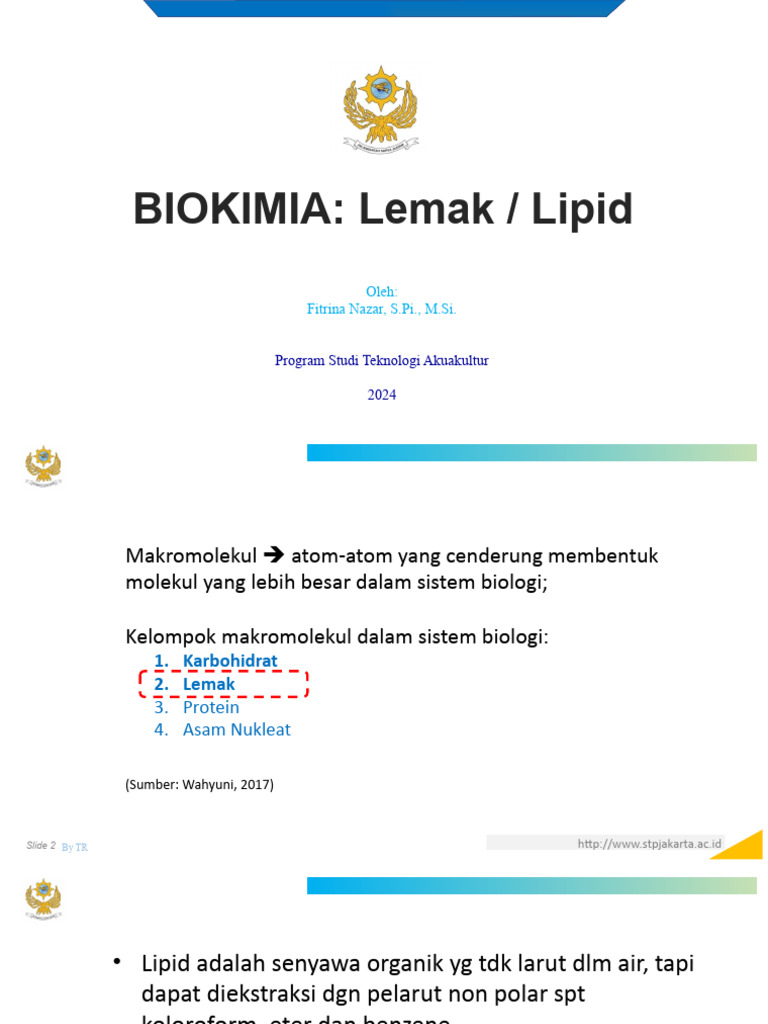 Bahan Ajar Biokimia-Lipid by Fitrina Nazar | PDF