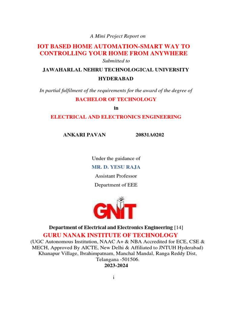 Mini-Project Final Pavan | PDF | Embedded System | Internet Of Things
