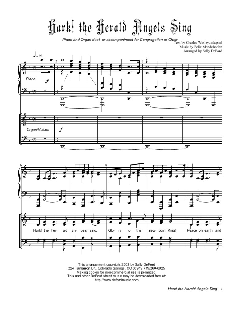 Hark the Herald Angels Sing Piano Organ