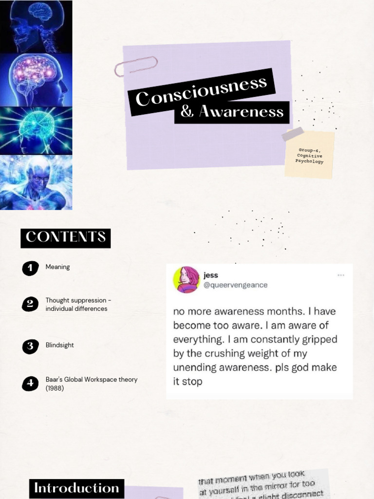 GROUP 6 Consciousness and Awareness PPT | PDF | Consciousness | Awareness