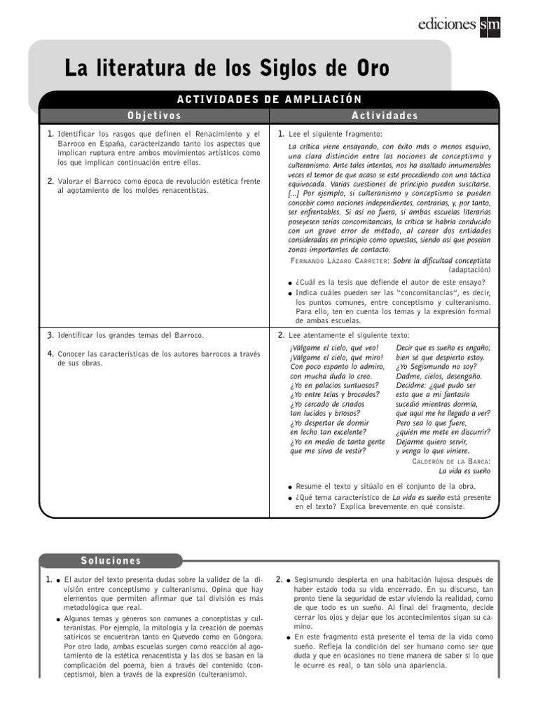 BA LE Amp Leng Cast y Lit 1 La Literatura de Los Siglos de Oro | PDF ...