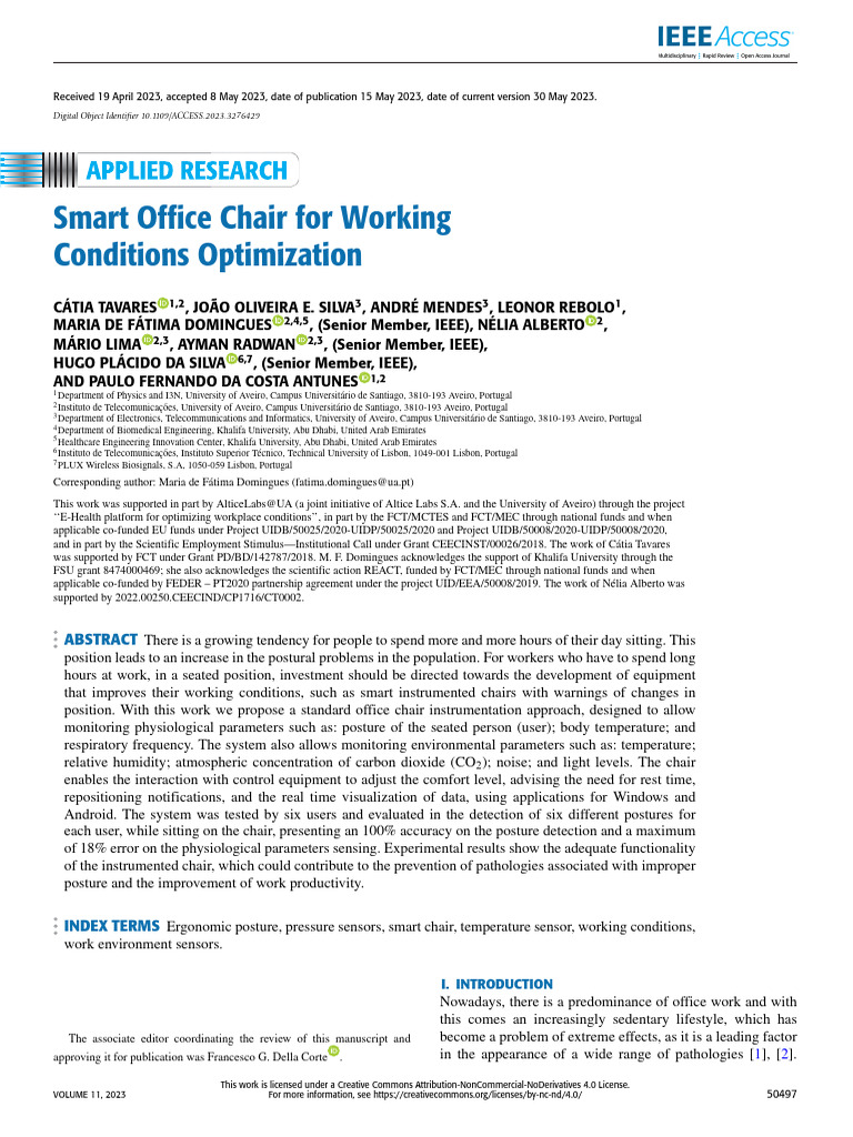 Smart Office Chair for Working Conditions Optimization-1 | PDF | Internet Of Things | Sensor
