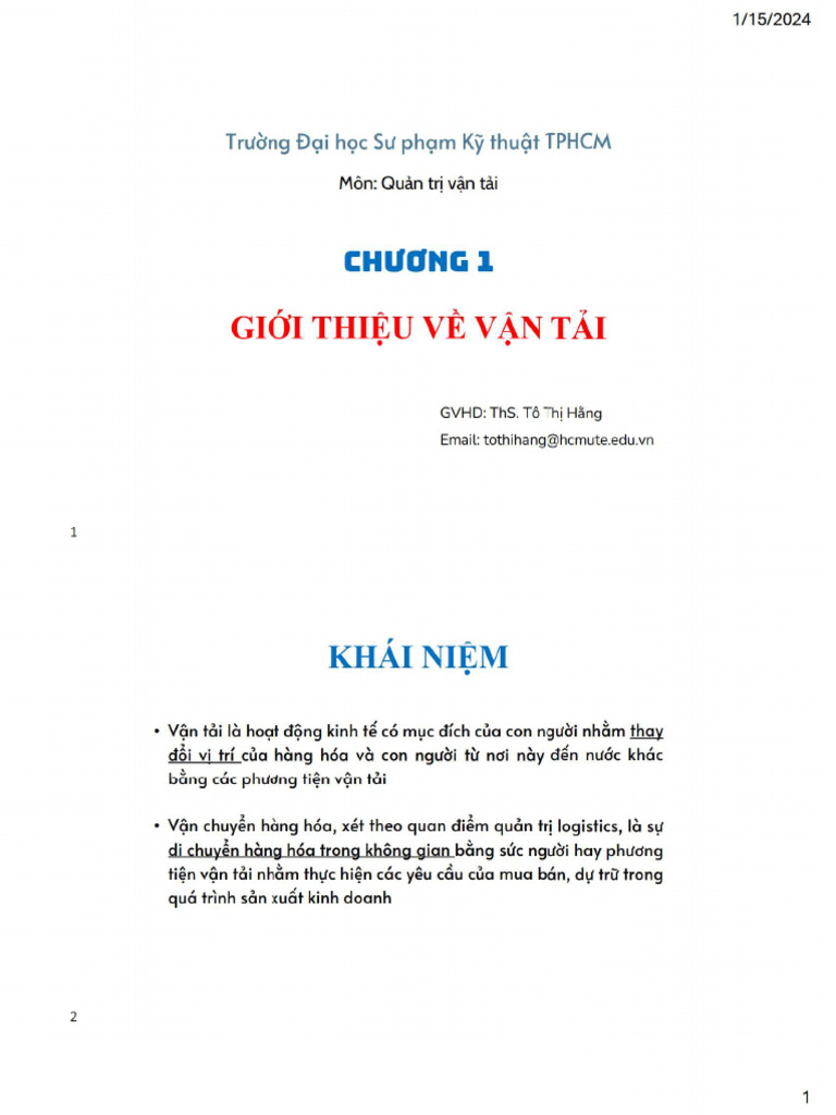 Chap 1. Gioi Thieu Chung Ve Van Tai | PDF