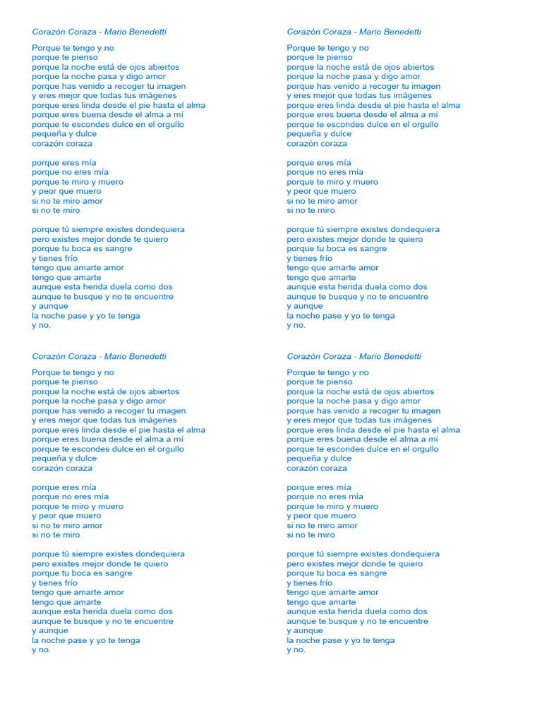 Benedetti Mario - Corazón Coraza | PDF