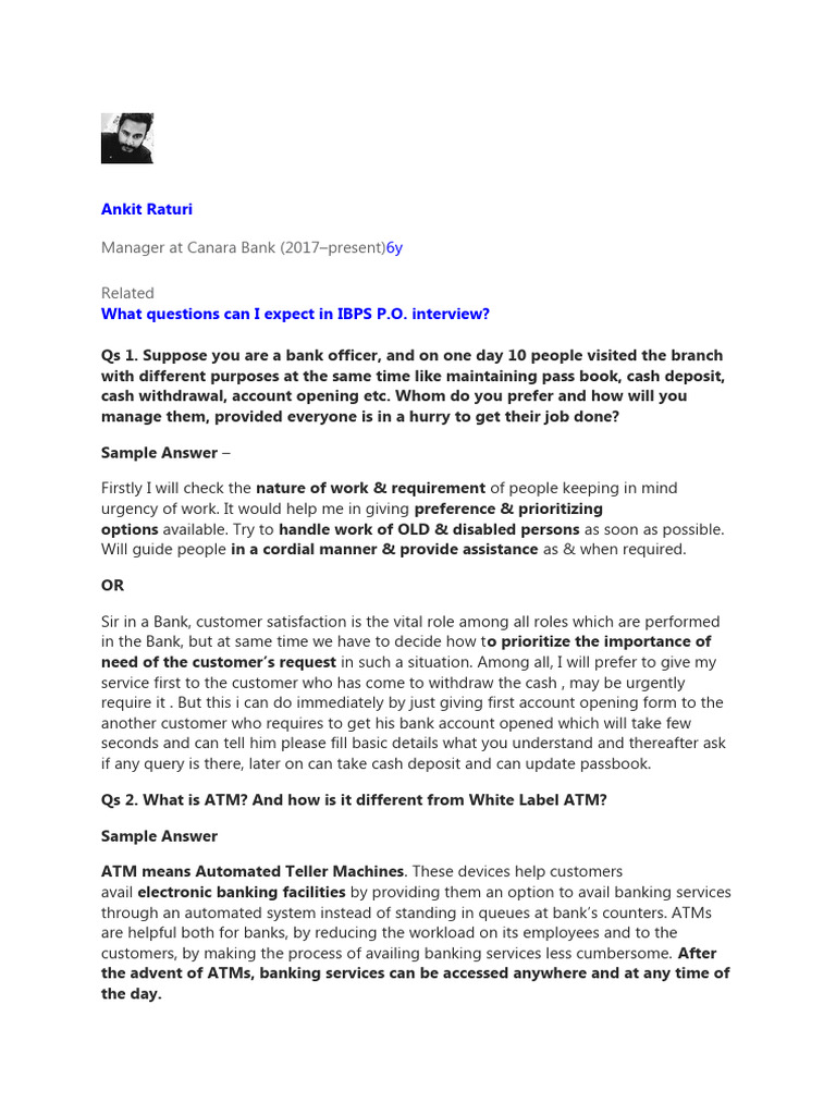 Old Interview | PDF | Automated Teller Machine | Banks