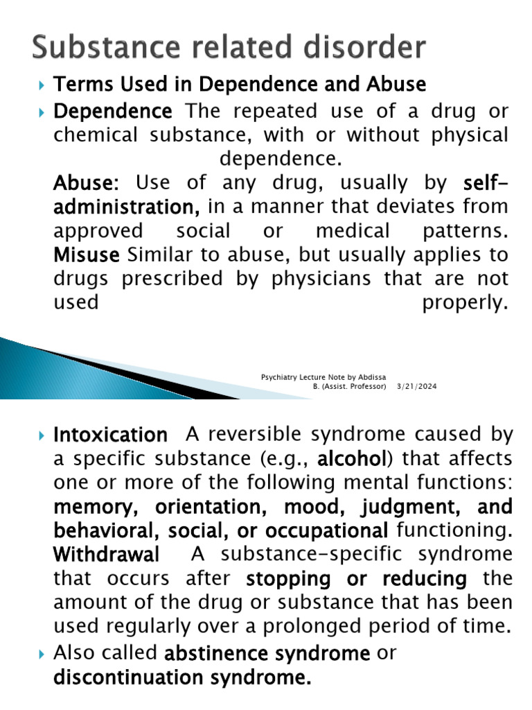 Ho Substance Use Disorder | PDF | Substance Abuse | Substance Dependence