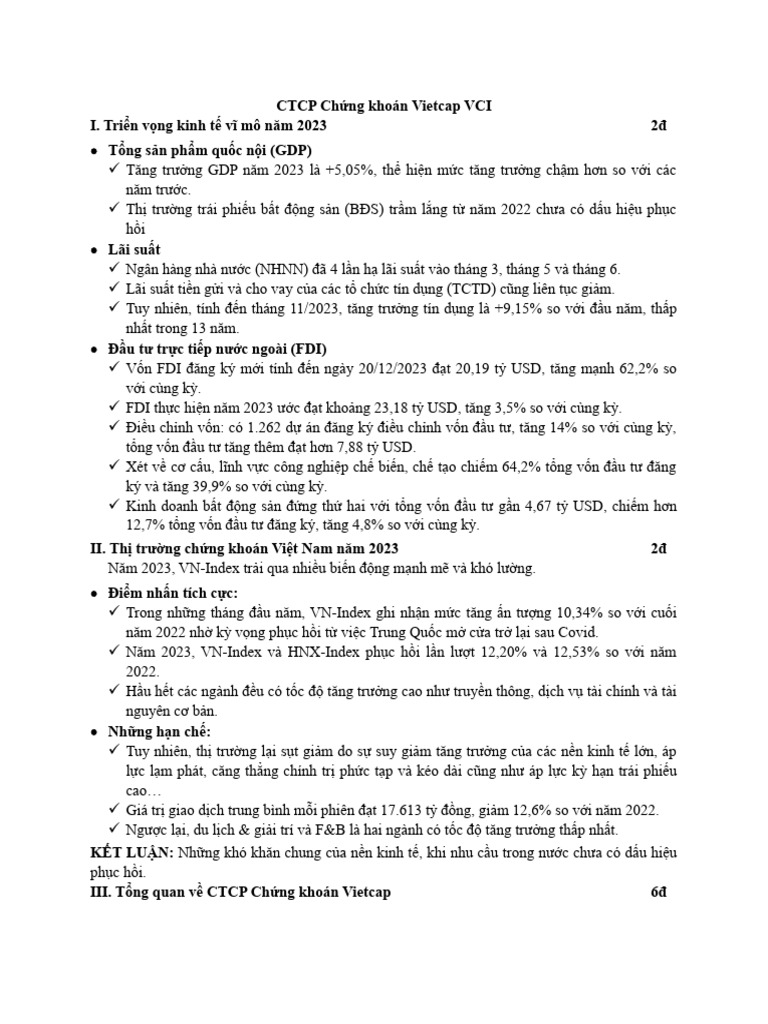 CTCP Chưng Khoán Vietcap - Điểm Nhấn Đầu Tư | PDF