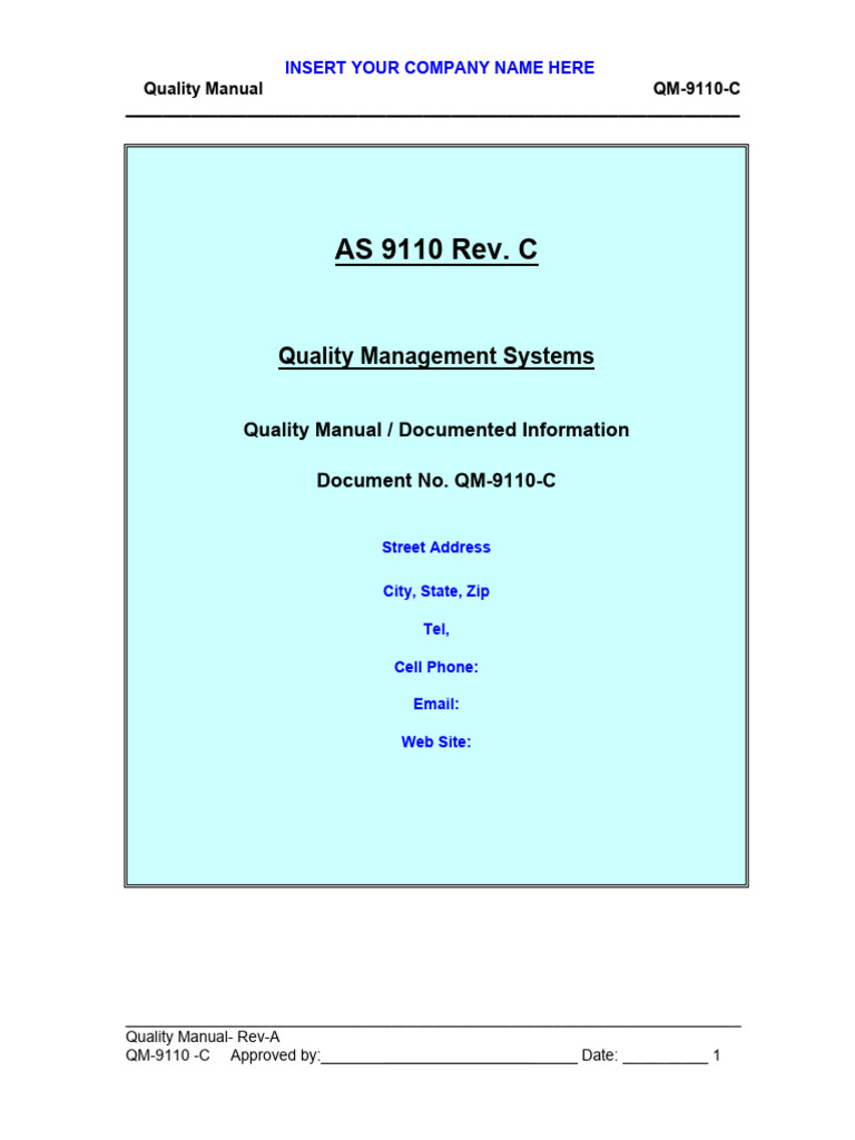 Filled AS9100 Sample Standard | PDF | Quality Management System | Risk