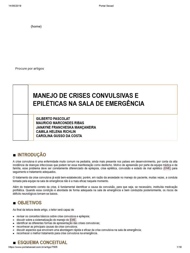 Leitura Aula Convulsões | PDF | Epilepsia | Midazolam