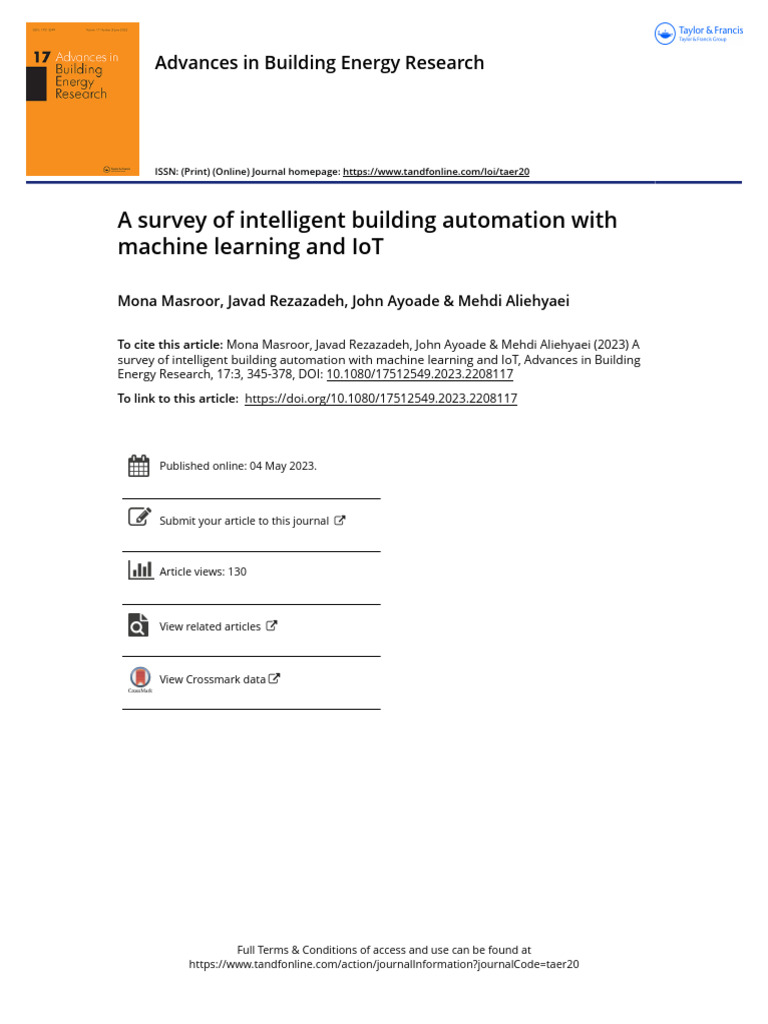 A Survey of Intelligent Building Automation With Machine Learning and IoT | PDF | Building ...