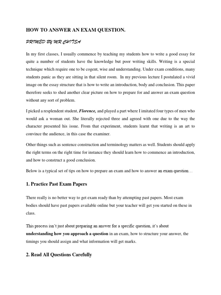 Exam Success Tips for Students | PDF | Question | Essays