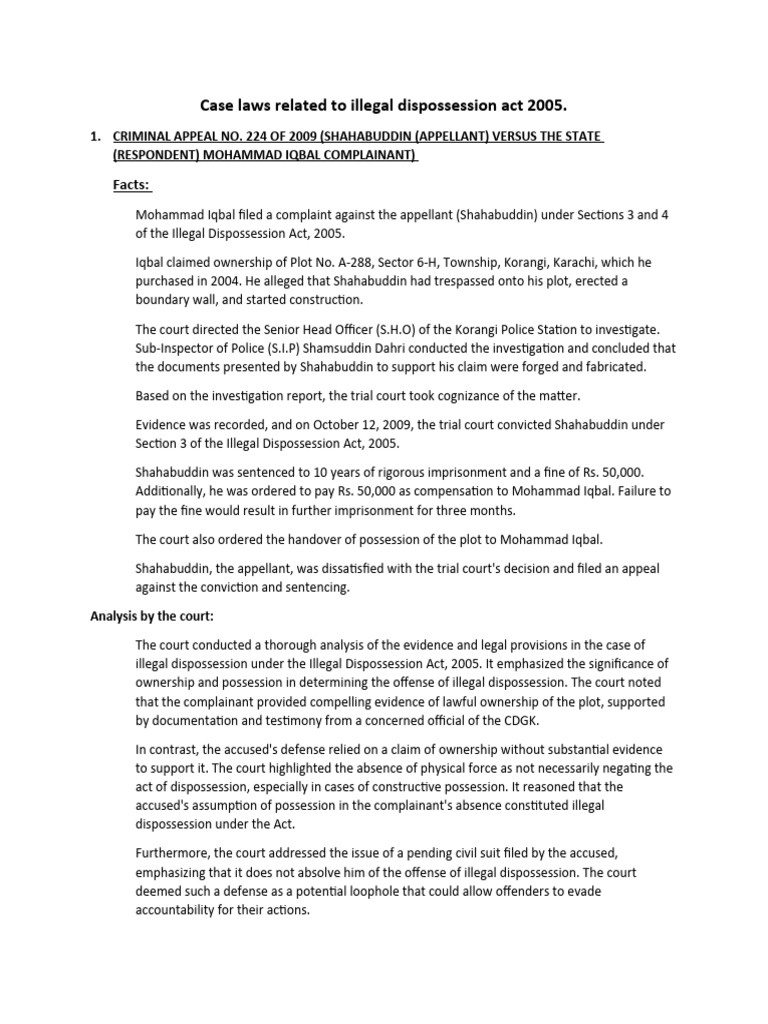 Illegal Dispossession Act Cases | PDF | Judgment (Law) | Fine (Penalty)