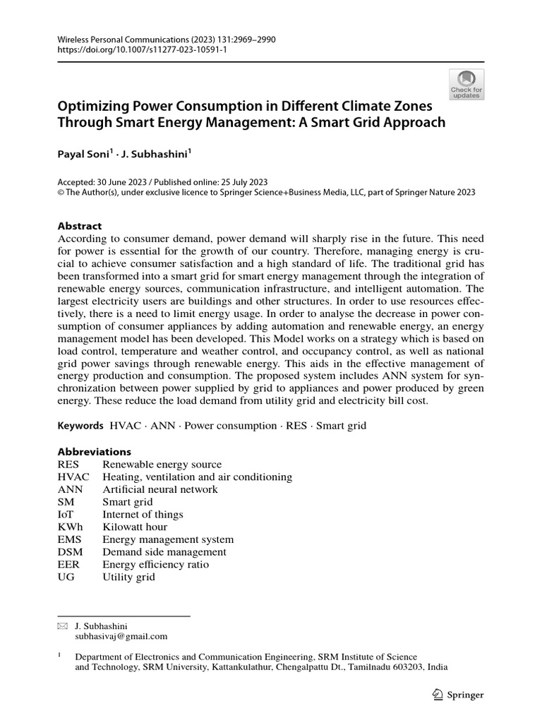 Optimizing Power Consumption Pdf Efficient Energy Use Smart Grid