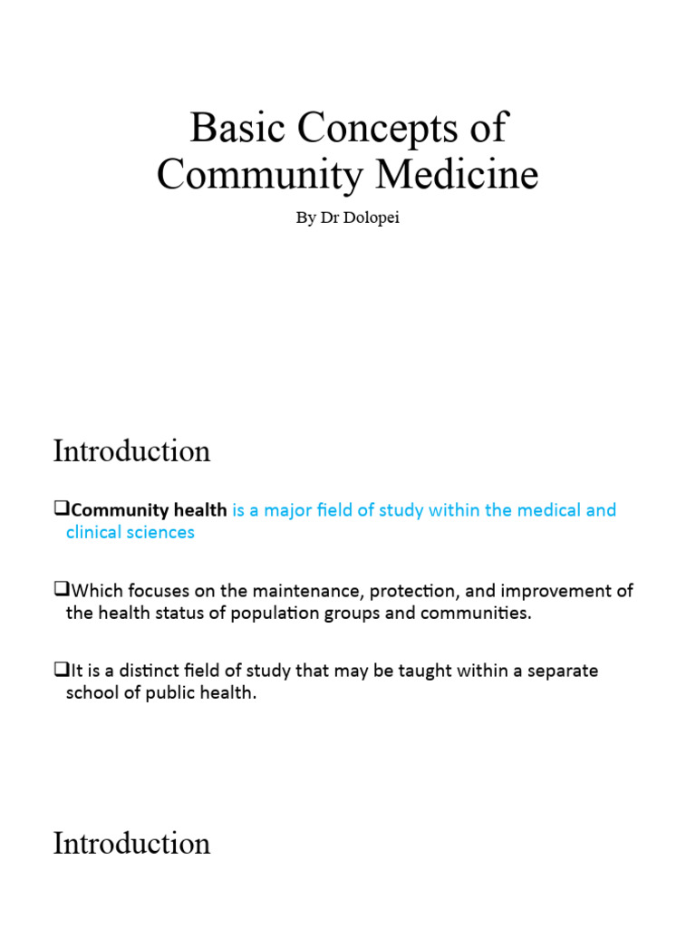 2020 Basic Concepts of Community Medicine | PDF | Public Health | Medicine