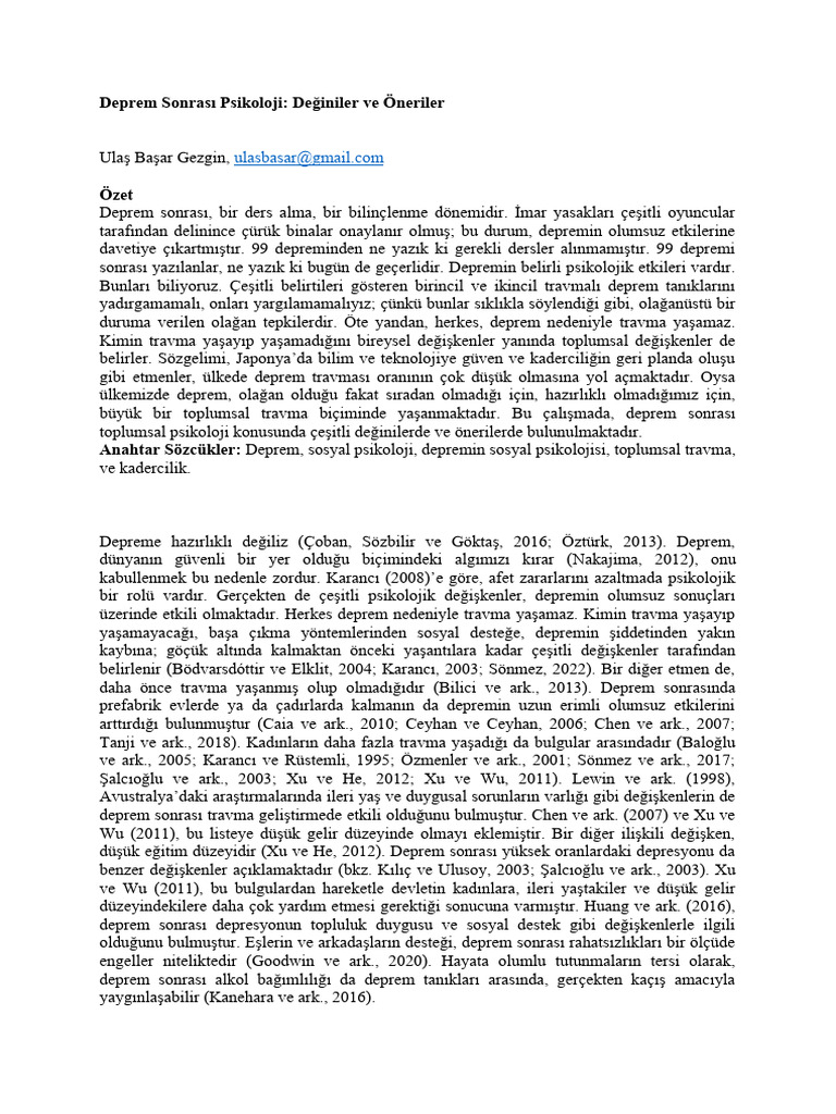 Deprem Tam Metin | PDF