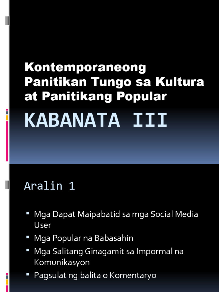 Kabanata III Aralin 1 2 | PDF